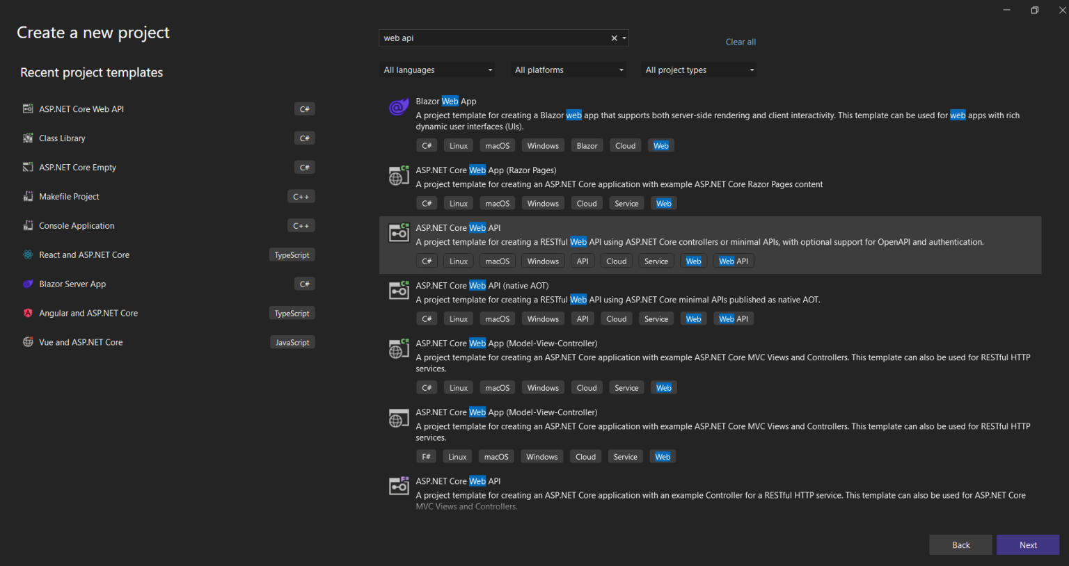 Creating fast and secure WEB API Project in .NET