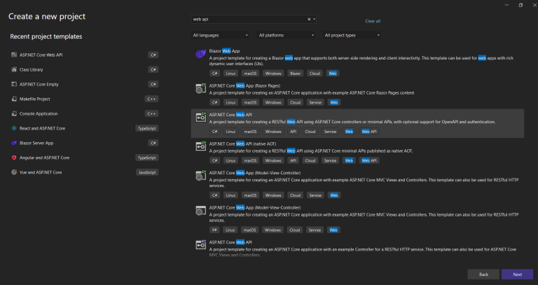 Creating fast and secure WEB API Project in .NET